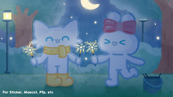 Draw cute animal illustration for sticker, mascot, pfp, etc by ...