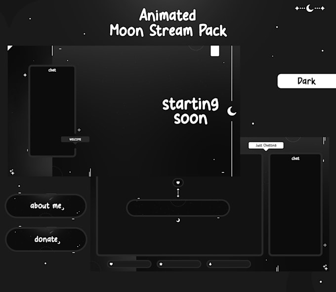 Create an animated moon stream pack, screen, panels, alerts, transition and more by Onlydavide ...
