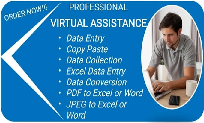 Be your virtual assistant for data entry, typing, copy paste work, excel, msword by Gilbert ...