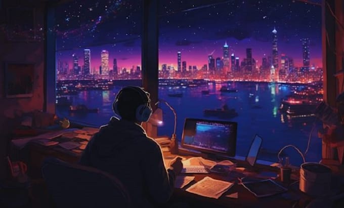 Create seamless lofi loop animation, animated lofi gif by Bright ...