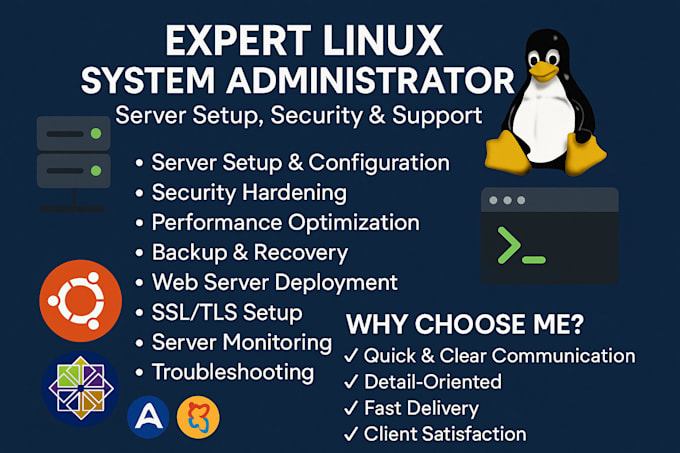 Do linux system administrator, server setup and support by Mohsinist ...