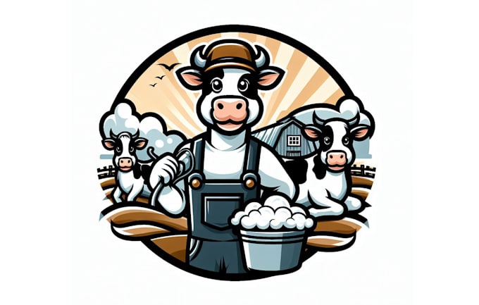 Create an awesome cow diary farmer mascot logo in 12 hours by Kang ...