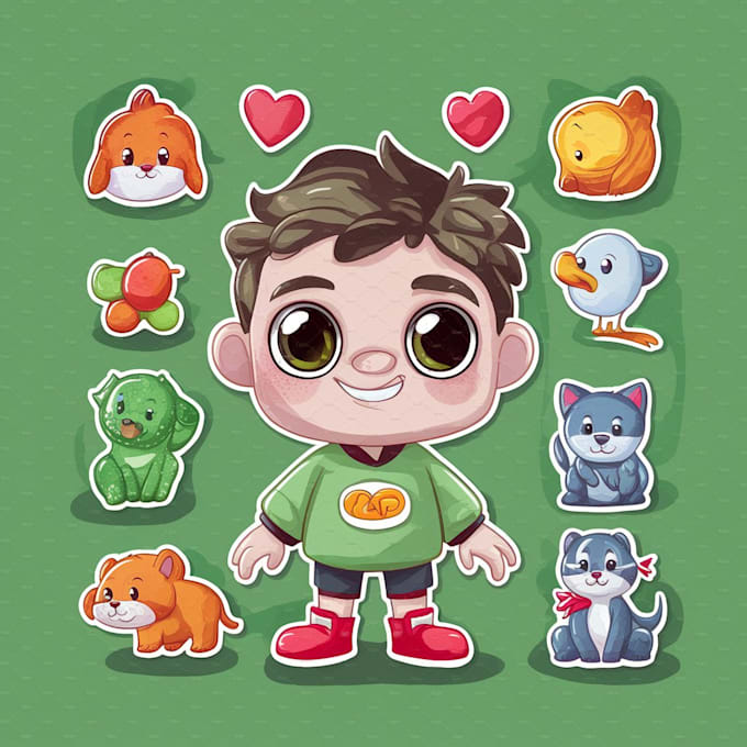 Draw cute 2d cartoon character, animal, objects, stickers by Veunders ...