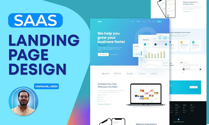 Do modern saas landing page, website mockup homepage and dashboard ...