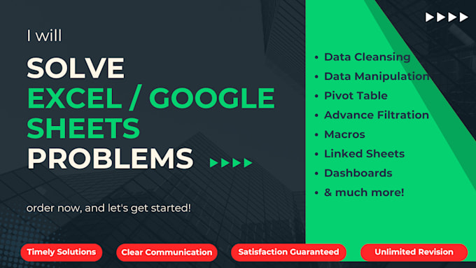 Solve your excel spreadsheet or google sheets problem by Sheessali | Fiverr