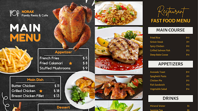 Do professional custom menu design, engaging restaurant and event menus ...