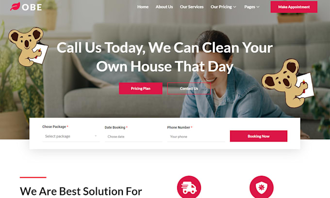 Bookingkoala cleaning service website house cleaning office cleaning website by Guru_developa ...