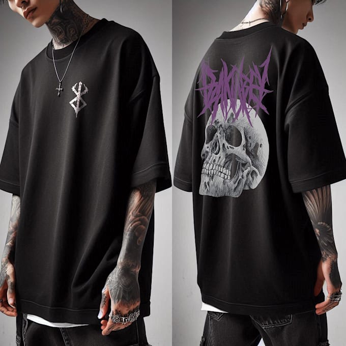 Skull face oversize tshirt by Lazzy01 | Fiverr