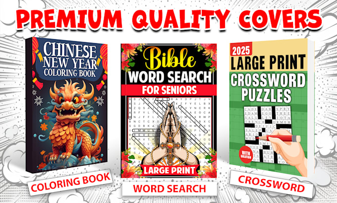 Create a professional kdp book cover for puzzle activity word search ...