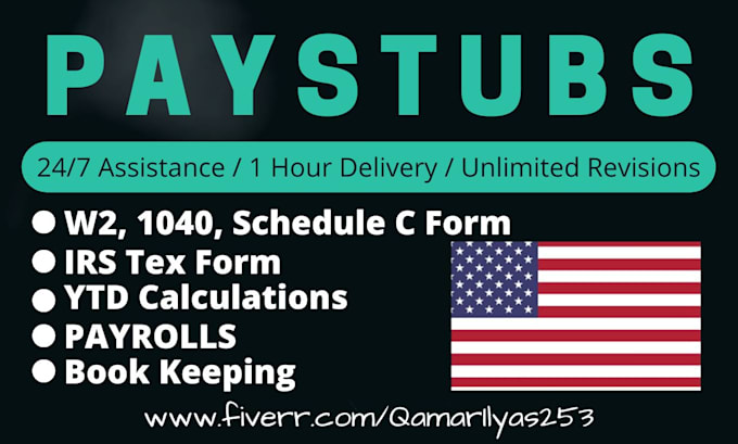 Create paystub, payroll check stubs, w2, 1099 with payslip by Qammar ...