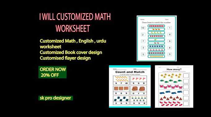 Design urgent math worksheet for kids by Sundaskhadim | Fiverr