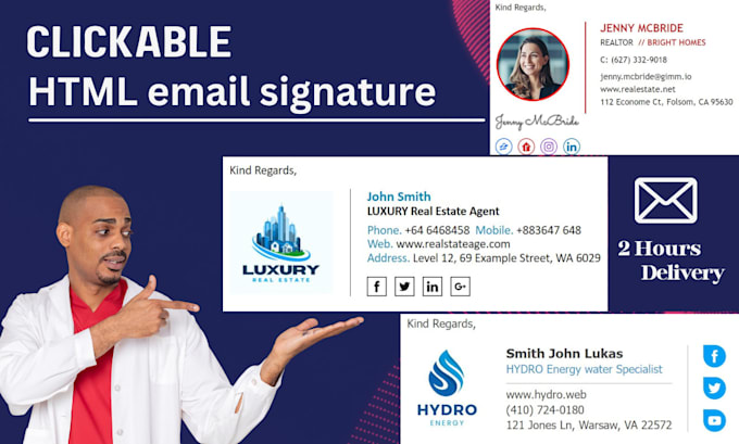 Create a clickable html email signature by Joema1948 | Fiverr