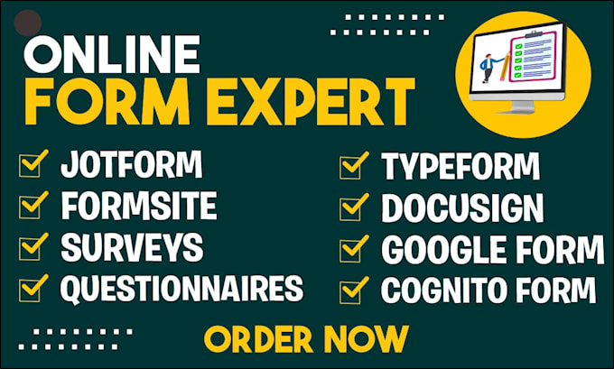 Create jotform, google form, typeform, cognito form, online form ...