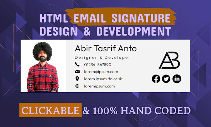 Design professional clickable html email signature by Abirtasrif | Fiverr