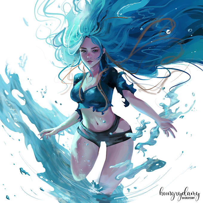 Draw A Semirealistic Illustration Of Your Character By Hungrydamyart Fiverr 