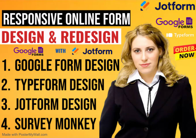 Create responsive online form using jotform, google form, type form in ... Create responsive online form using jotform, google form, type form in ...