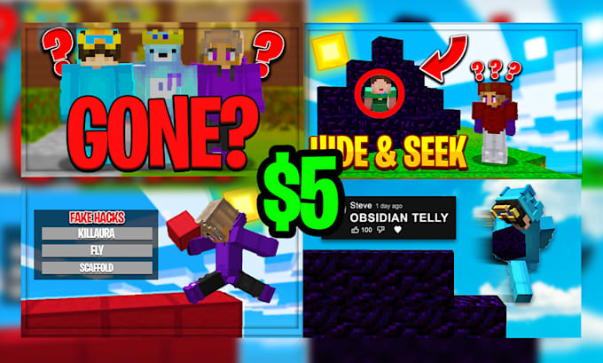 Design clean minecraft thumbnails by Editordino | Fiverr