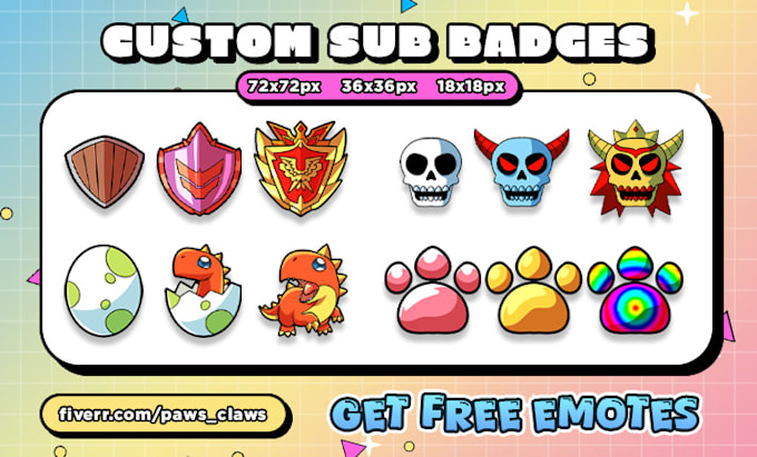 Create express custom twitch sub badges, twitch emotes by Paws_claws ...