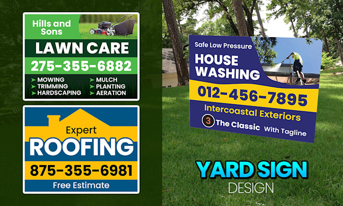 Design yard sign for lawn care construction car wash roofing solar ...