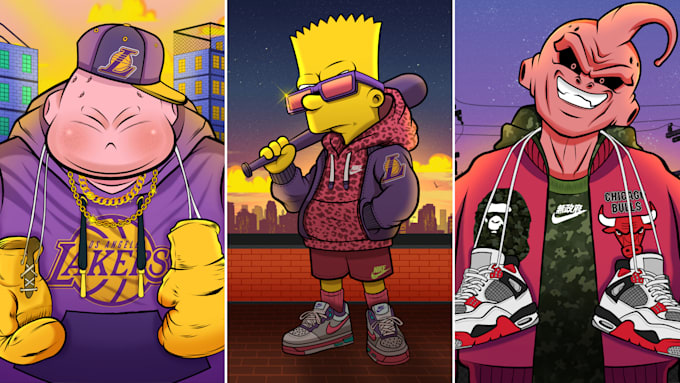 Design cartoon characters with my style for your brand, tshirt, album ...