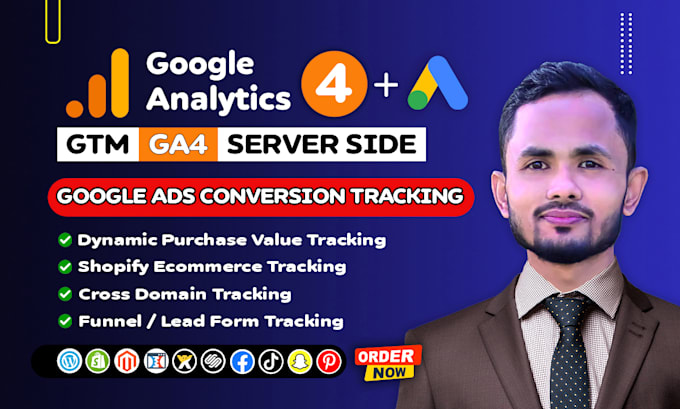 Setup google ads conversion tracking, ga4 ecommerce tracking with gtm by Analytics_rokon | Fiverr