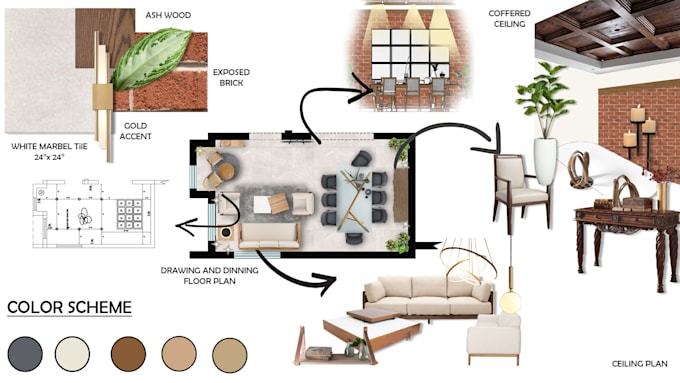Craft stunning 2d interior mood boards and autocad plans by ...