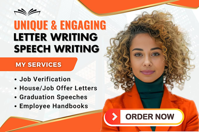 Write job application, offer letter, graduation speech, employee ...
