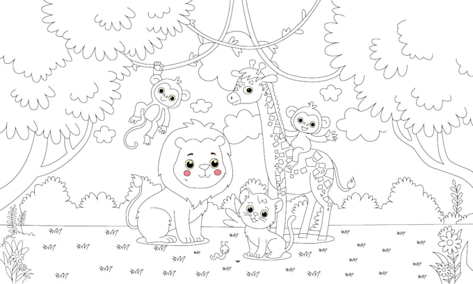 Draw cute coloring book pages for kids by Artist_amina | Fiverr