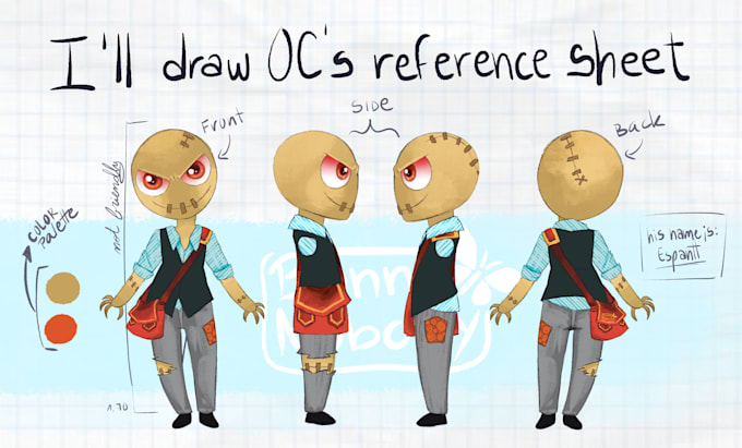 Draw a original character reference sheet by Bunnynobody | Fiverr