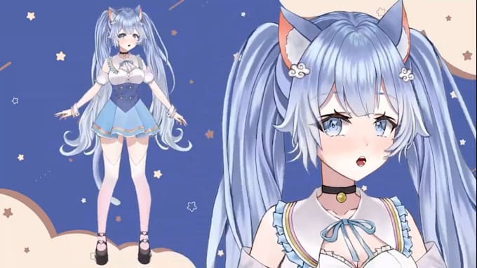 Draw 2d vtuber model, vtuber rigging, live2d model, commission for ...