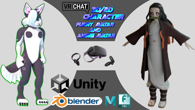 Create vrchat avatar 3d character furry anime for vrchat by Grivatar ...