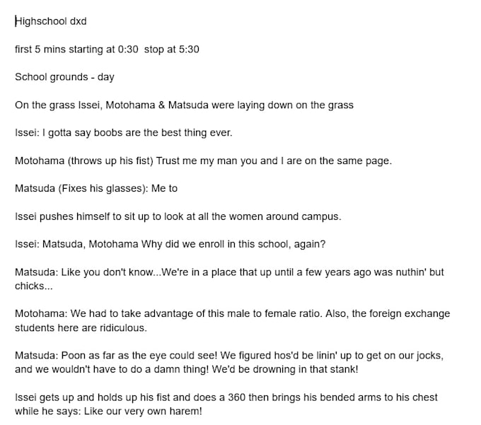 Give you accurate anime transcripts by Amandagiorgi | Fiverr