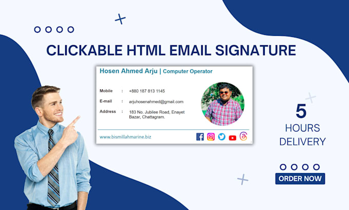 Create clickable animated html email signature, email footer, g mail ...