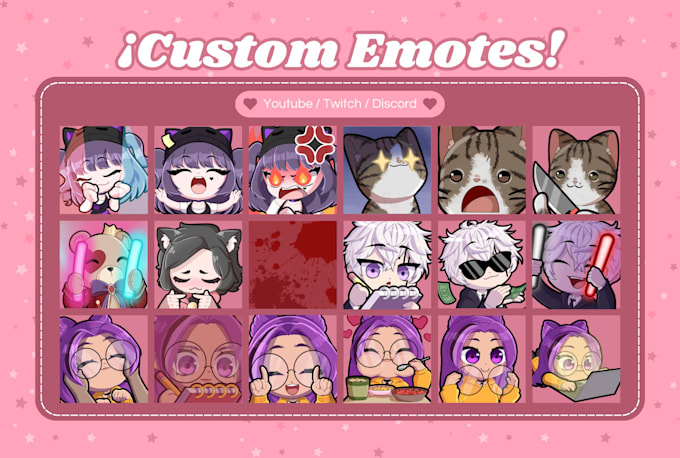 Create custom animated emotes by Smokycat | Fiverr