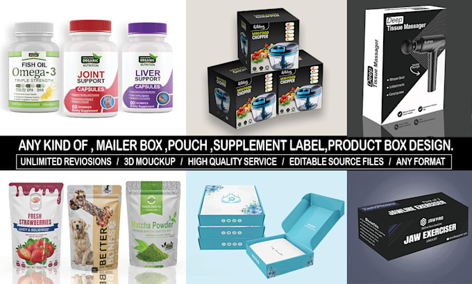 Design perfect product packaging and box ,pouch, logo design with 3d ...