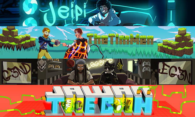 Design and draw cartoon twitch or youtube banner or pfp logo by Elomag ...