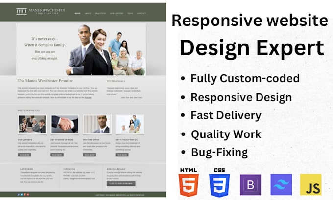 Responsive Design Html Css Bootstrap Tailwind Css And Js By Sabbir3432 Fiverr