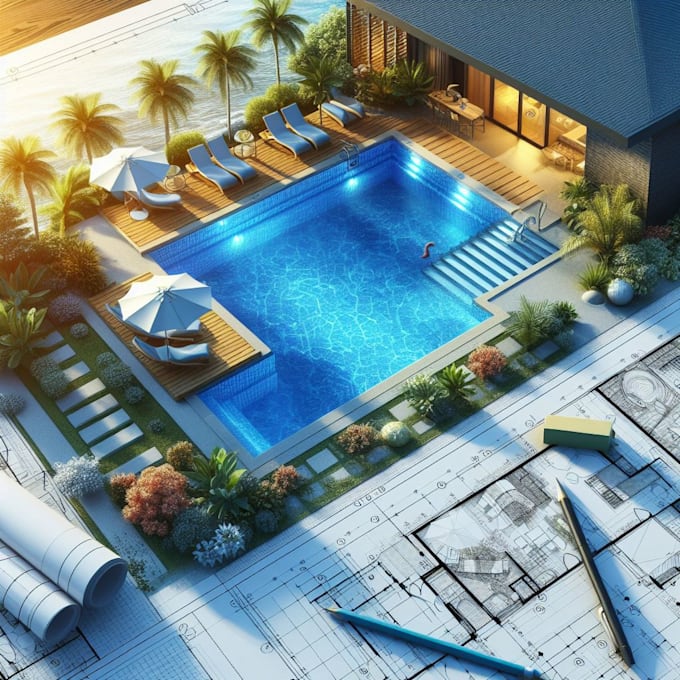 Design and draft swimming pool details by Campanulay | Fiverr