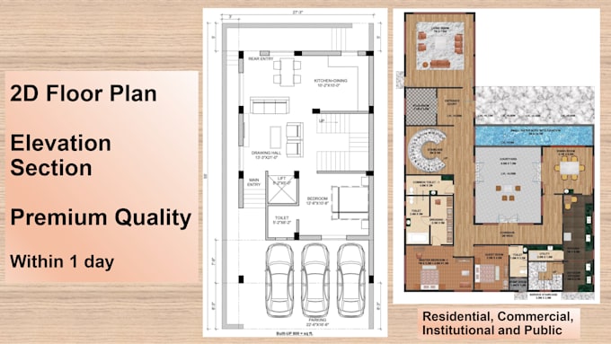 Create a detailed 2d architectural floor plan by Sandeep6246 | Fiverr