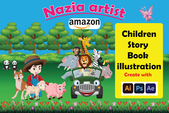 Create children book illustration, story book, kids book, ebook ...
