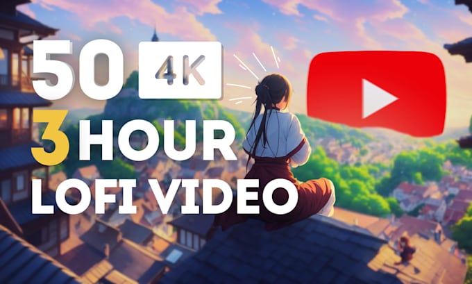 Create 4k 50x3hr lofi beats loop animated chill hip hop videos for youtube by Starkvid | Fiverr