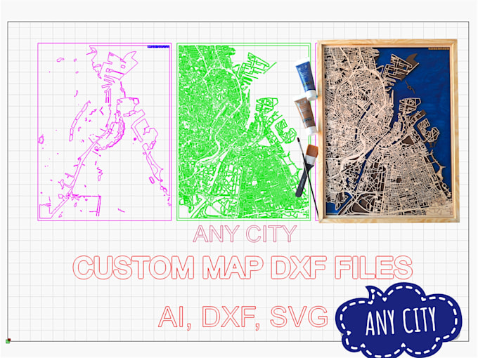 Create vector custom city map dxf file for laser cutting by Nordwood ...