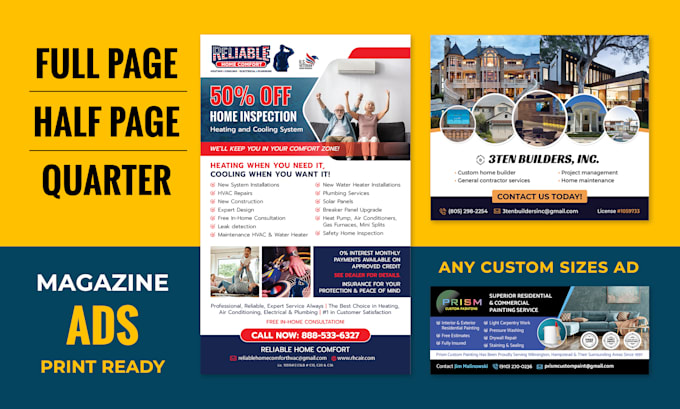 Do half page, full page, quarter page magazine ads print ready by Designer_mazada | Fiverr