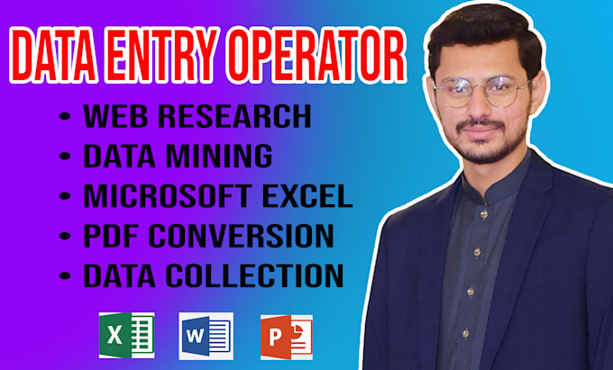 Do data entry, web research, excel, copy paste, pdf to excel by M ...