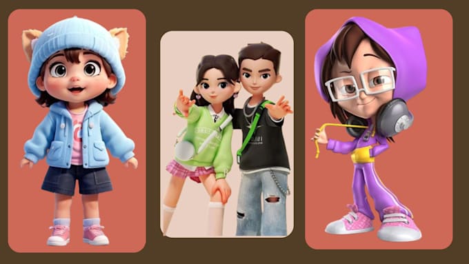 Do stunning 3d kid character model rigging animation 3d nftart cartoon ...