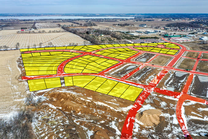 Do land subdivision image overlay on google maps and drone images by ...