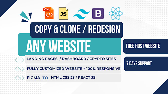 Copy And Clone Website Or Create Landing Page In Html Css Reactjs And Tailwind By Mhasghar