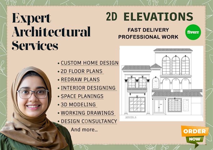 Design professional 2d architectural elevations by Ar_hamna_fatima | Fiverr