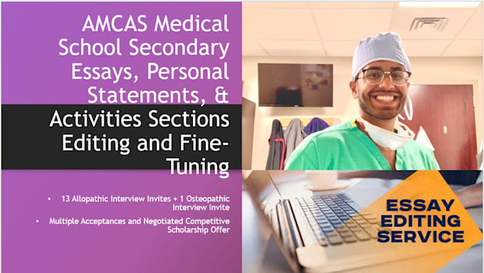 Edit medical school personal statements, activities section, secondary ...