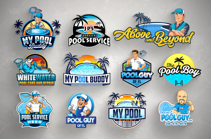 Design swimming pool cleaning and repair logo by Tithi_design | Fiverr